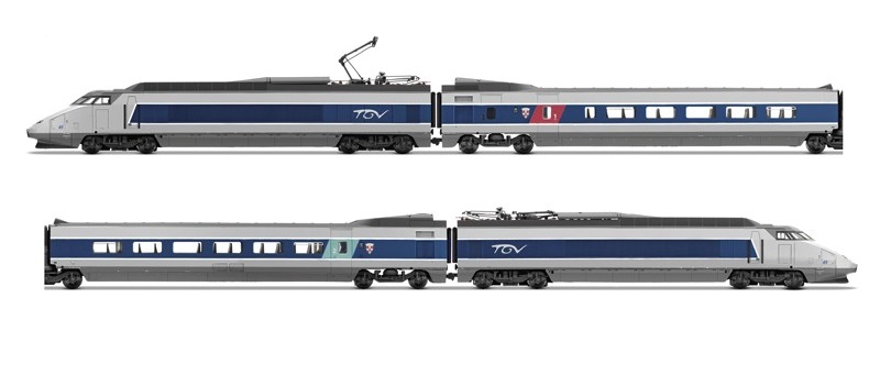 JOUEF HJ2356S TGV Sud -Est, blue and metal grey livery, 4 elements set ...